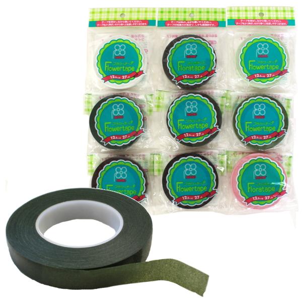 ネコポス対象商品です。◆特徴◆・クレープ状なのでよく伸びます・色ムラ、色落ちがありません・耐水性に優れています◆使い方◆テープを伸ばしながら巻いてください。テープの粘着力が高まり、しかも経済的です◆サイズ◆12.5mm×27m◆まとめ買い◆...