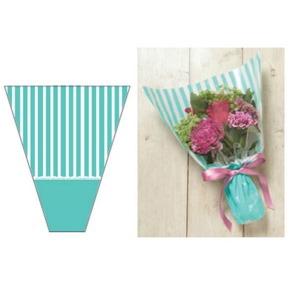 ネコポスご利用不可商品です。 東京リボン ストライプ・ブーケバッグ 商品詳細 ストライプとパステルカラーがかわいい花袋です底マチ(4cm)付きですサイズ・入数幅32cm×高さ37cm×奥行4cm 50枚入　色全3色1 フラミンゴ2 ミント3...