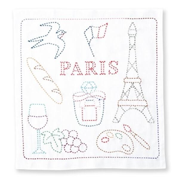 ネコポス対象商品です。世界を旅する花ふきん PARIS 商品詳細世界を旅する花ふきん♪♪刺し子で世界を旅しましょう。 縫い終わったら、次はどこへ行こうかな？水で消える図案入りで初めての方にも気軽に初めていただけます。出来上がり寸法約縦34c...