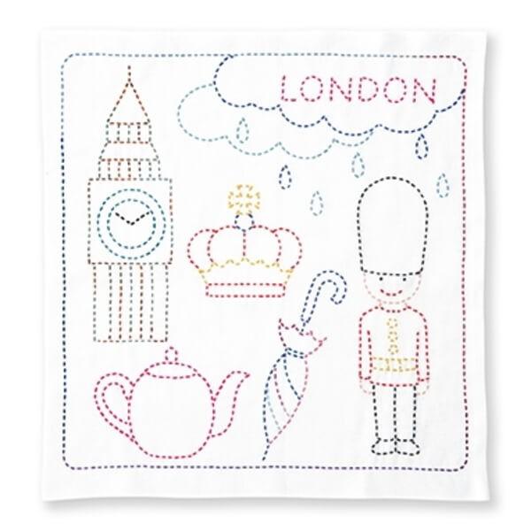 ネコポス対象商品です。世界を旅する花ふきん LONDON 商品詳細世界を旅する花ふきん♪♪刺し子で世界を旅しましょう。 縫い終わったら、次はどこへ行こうかな？水で消える図案入りで初めての方にも気軽に初めていただけます。出来上がり寸法約縦34...