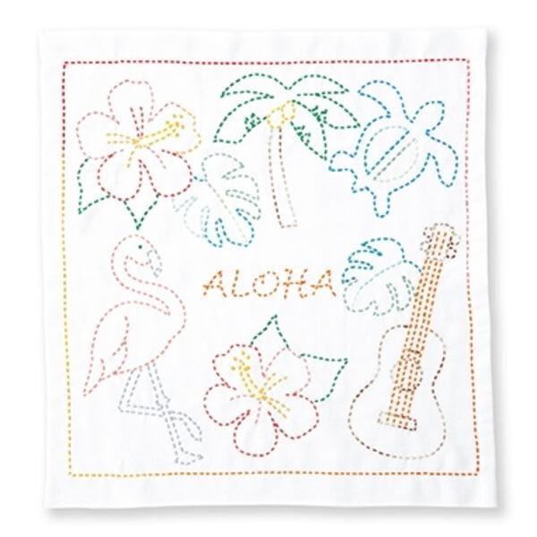 ネコポス対象商品です。世界を旅する花ふきん ALOHA  商品詳細世界を旅する花ふきん♪♪刺し子で世界を旅しましょう。 縫い終わったら、次はどこへ行こうかな？水で消える図案入りで初めての方にも気軽に初めていただけます。出来上がり寸法約縦34...