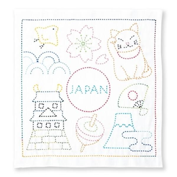 ネコポス対象商品です。世界を旅する花ふきん JAPAN 商品詳細世界を旅する花ふきん♪♪刺し子で世界を旅しましょう。 縫い終わったら、次はどこへ行こうかな？水で消える図案入りで初めての方にも気軽に初めていただけます。出来上がり寸法約縦34c...