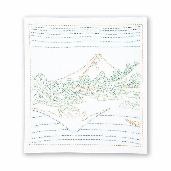 ネコポス対象商品です。刺し子糸〈細〉専用刺し子花ふきんが登場。新しくなった日本のパスポートにもデザイン採用され注目された葛飾北斎の浮世絵「富嶽三十六景」を刺し子で表現しました。◆出来上がり寸法◆約 縦34cm×横34cm◆キット内容◆晒木綿...