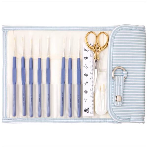 ネコポスご利用不可商品です。◇tulip「チューリップ印」の指がラク〜な「ETIMO・エティモ」レース針セットTLG-001 プレミアムゴールド（ゴールドハンドルのはさみタイプ）。 ETIMOレース針のお得な8本セット。イタリア製高級手芸は...