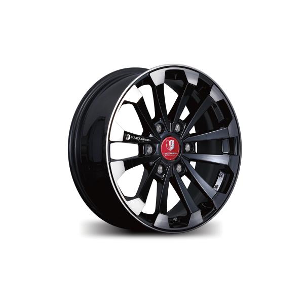 メーカー名：レガンス商品名：バックギャモン LM-Sサイズ：18インチ 7.0J +38 6-139.7カラ―：ブラックポリッシュ付属品：レッドオーナメント+台座、エアーバルブ離島、沖縄を除き、4本で送料無料　単品注文の場合 1本：2,20...