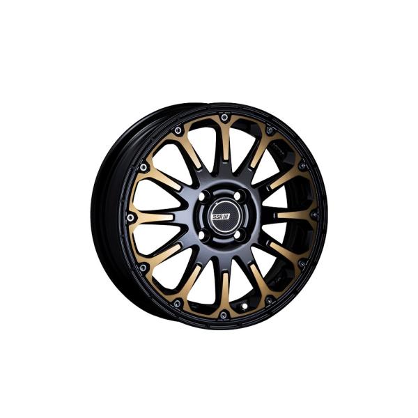 メーカー名：SSR商品名：ディバイド FTサイズ：15インチ 5.0J +45 4-100カラ―：ディープゴールド付属品：センターキャップ、エアーバルブ離島、沖縄を除き、4本で送料無料　1本から3本は￥2,200（税込）※ナットは付属しません。　