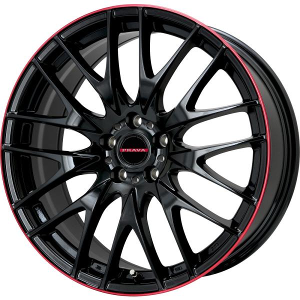 メーカー名：ビッグウエイ商品名：レイシーン プラバ 9Mサイズ：20インチ 8.5J +45 5-114.3カラ―：グロスブラック/リムレッド付属品：センターキャップ、エアーバルブ離島、沖縄を除き、4本で送料無料　1本から3本は￥2,200...