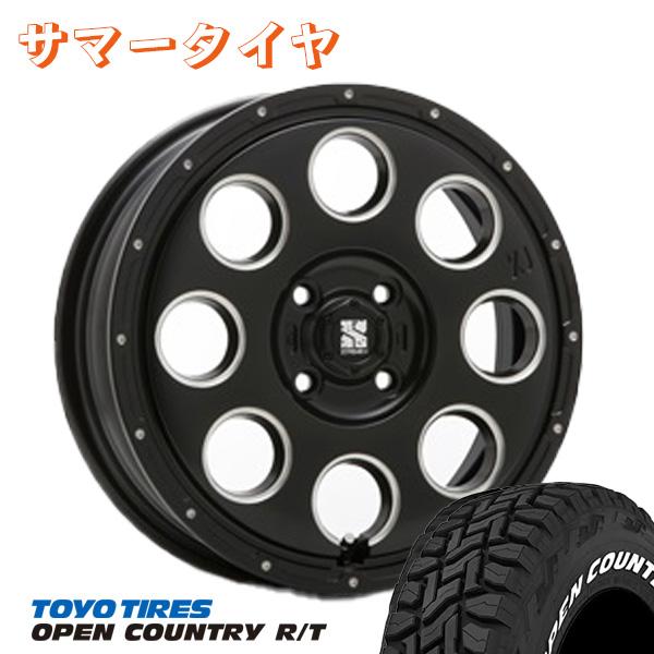 ホイールメーカー：MLJホイール名：XTREME-J KK03 (エクストリームJ KK03)ホイールサイズ：15インチ 4.5J +45 4-100カラ―：サテンブラックミルドタイヤメーカー：TOYOタイヤ名：オープンカントリーR/T ホ...