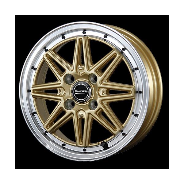 メーカー名：ブレスト商品名：ビートステージ ES-Cサイズ：14インチ 4.5J +45 4-100カラ―：セミグロスゴールド付属品：センターキャップ、エアーバルブ離島、沖縄を除き、4本で送料無料　1本から3本は￥2,200（税込）※ナット...