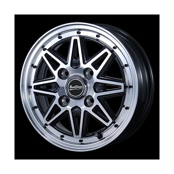 メーカー名：ブレスト商品名：ビートステージ ES-Cサイズ：12インチ 4.00B +43 4-100カラ―：ブラックポリッシュ付属品：センターキャップ、エアーバルブ離島、沖縄を除き、4本で送料無料　1本から3本は￥2,200（税込）※ナッ...