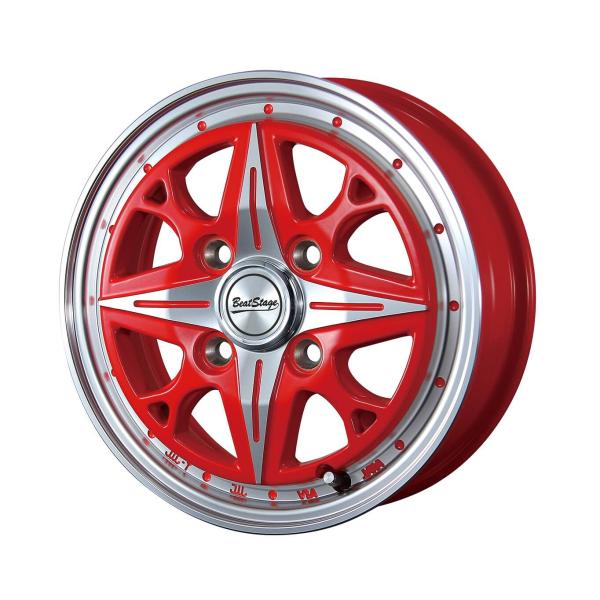 メーカー名：ブレスト商品名：ビートステージ NS-Cサイズ：12インチ 4.0B +43 4-100カラ―：セミグロスレッド付属品：センターキャップ、エアーバルブ離島、沖縄を除き、4本で送料無料　1本から3本は￥2,200（税込）※ナットは...