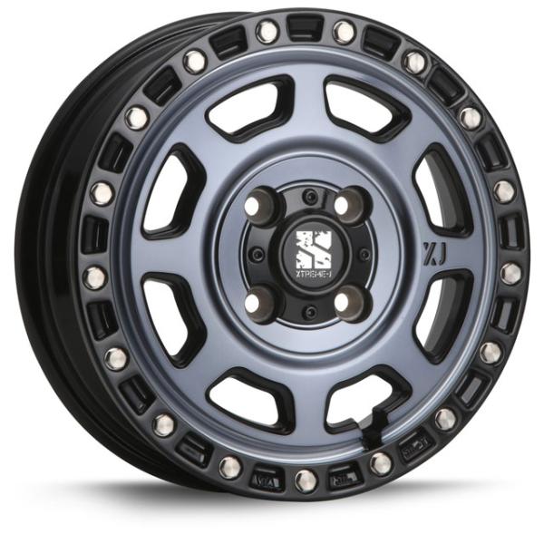 メーカー名：MLJ商品名：エクストリームJ XJ07サイズ：12インチ 4.00B +42 4-100カラ―：グロスブラックマシンインディゴ付属品：センターキャップ、エアーバルブ離島、沖縄を除き、4本で送料無料　1本から3本は￥2,200（...