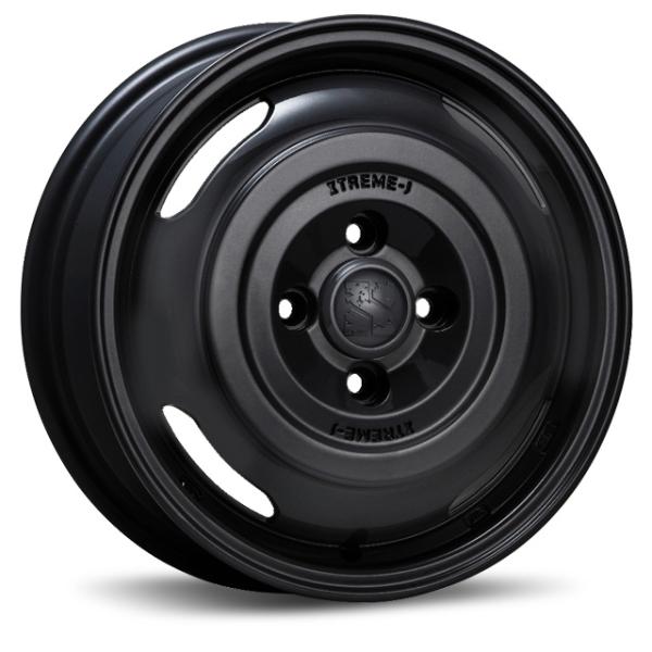 メーカー名：MLJ商品名：エクストリームJ ジャーニーサイズ：14インチ 4.5J +43 4-100カラ―：サテンブラック付属品：センターキャップ、エアーバルブ離島、沖縄を除き、4本で送料無料　1本から3本は￥2,200（税込）※ナットは...