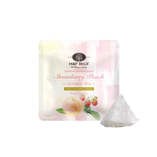 一口飲むとふんわり広がるいちご＆桃の香り。しっかりとした甘さで満足感たっぷりなのにノンシュガー！砂糖やカロリーが気になる方でも安心して美味しくお飲みいただけます。ベースのグリーンルイボスが甘さをより引き立たせながらさっぱりとした後味に。アイ...