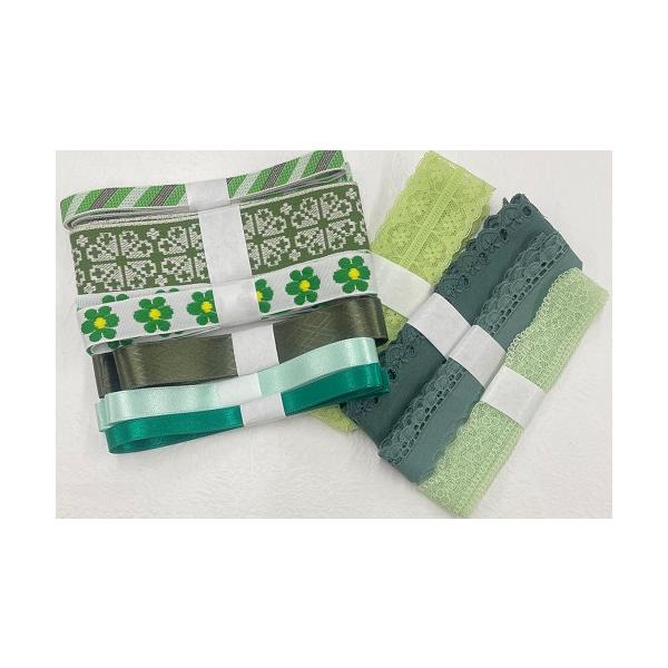 【セット内容】 *レース*綿レース・フリルレース・チュールレースなど*テープ*チロルテープ・ニットテープなど*リボン*サテンリボン・グログランリボンなどの中からご用意できるものでセットしております。基本的にレース4点・リボン3点・テープ3点...