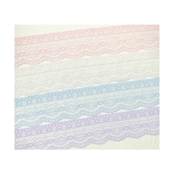 花柄ラッセルレース一部オーロララメ糸を使用しております。＊サイズ＊ 全体：約36ｍｍ＊カラー＊ホワイト・ピンクサックス・パープル＊素材＊　ナイロン 100%※ご注意 お客様の画面上と実物では多少色具合が異なって見える場合もございます。 ＊ロ...