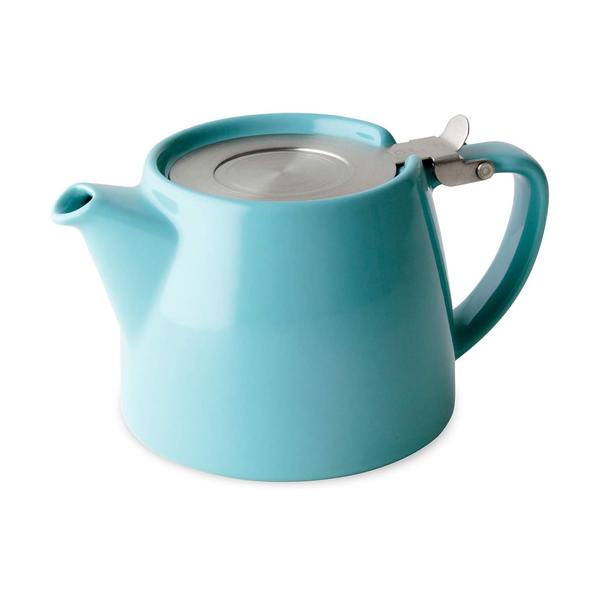 カラー：ターコイズ本体サイズ（約）：幅15.2×奥10.5×高8.9cm重量（約）：375g容量（約）：400ml素材：［ポット］硬質陶器　［蓋］ステンレス　［茶こし］18-8ステンレス、ポリプロピレン