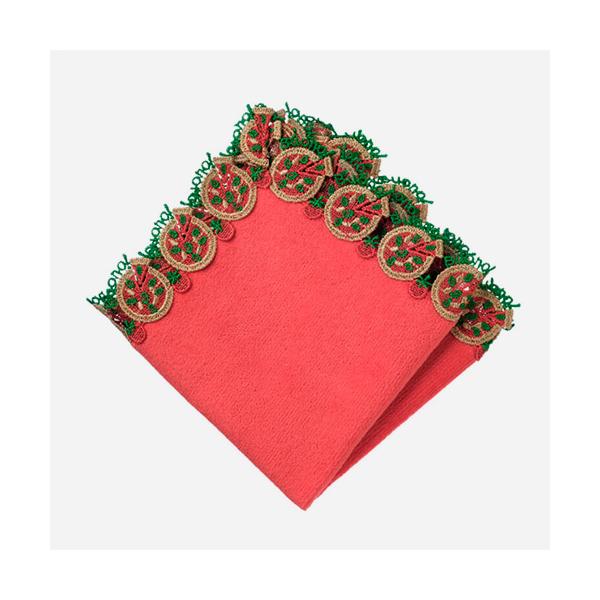 カラー：レッド本体サイズ（約）：縦24.5×横24.5cm素材：［生地］綿100％　［レース］ポリエステル100％