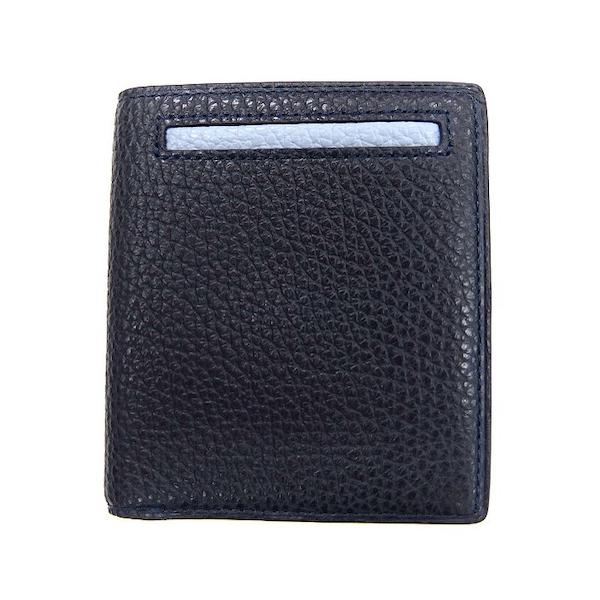 カラー：ネイビー×スカイグレー（77）本体サイズ（約）：幅9×奥2×高10.5cm 仕様：札入れ×1、カード入れ×7、ポケット×2素材：牛革　モルビド（マストロット社製）