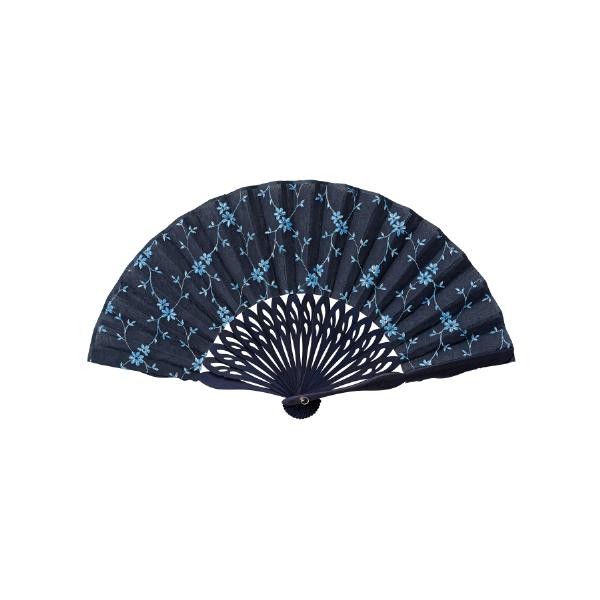 カラー：ネイビー本体サイズ（約）：長20cm素材：　[扇面]綿　[扇骨]竹　[袋]綿付属品：扇袋