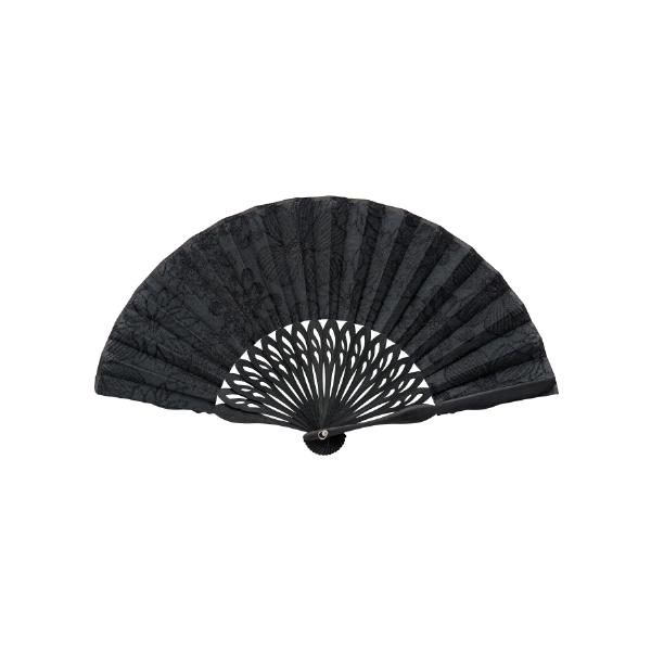 カラー：ブラック本体サイズ（約）：長20cm素材：　[扇面]綿　[扇骨]竹　[袋]綿付属品：扇袋