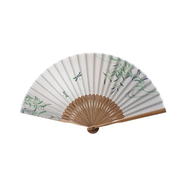 カラー：グレー本体サイズ（約）：長22cm素材：　[扇面]綿　[扇骨]竹　[袋]綿付属品：扇袋