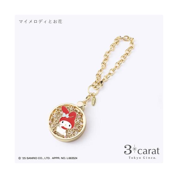 デザイン：マイメロディとお花本体サイズ（約）：縦140×横35×厚14mm重量（約）：34g倍率（約）：3倍素材：［本体］合金、樹脂、ガラス　［チェーン］鉄　［ねじ部分］真鍮