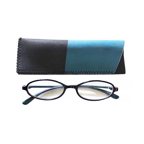 カラー：ブルーブラック本体サイズ（約）：［レンズ］幅48×高25mm　［フレーム］幅132×高28mm　：［ツル］約140mm　［ケース］幅145×高32×厚28mm重量（約）：［メガネ］12g付属品：メガネケース