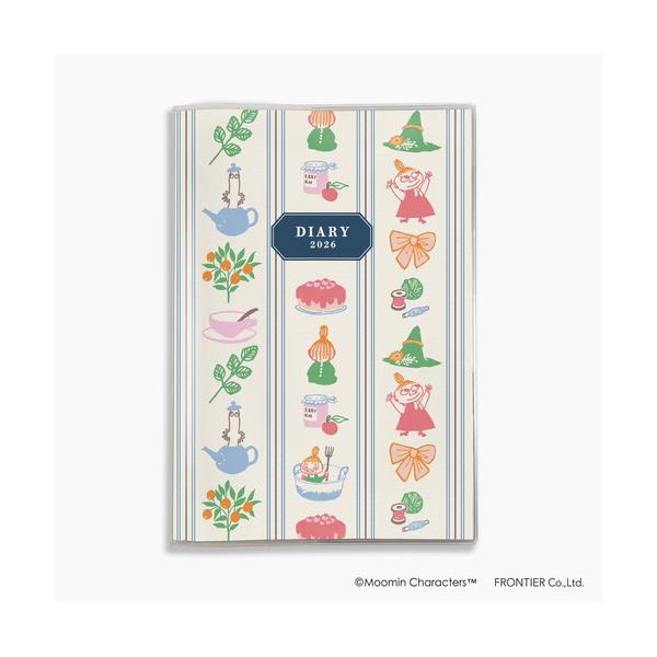 デザイン：TEA TIME本体サイズ（約）：縦218×横153x厚5mmページ数：64ページ中面仕様：［月間］ブロック六曜表記：あり表紙素材：紙、ＰＶＣ対応期間：［月間］2025年10月〜2027年1月