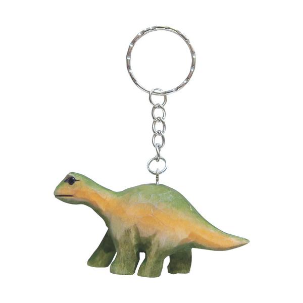 柄：ブロントサウルス本体サイズ（約）：幅20×奥15×高80mm重量（約）：15g素材：［本体］木製_［キーチェーン］鉄