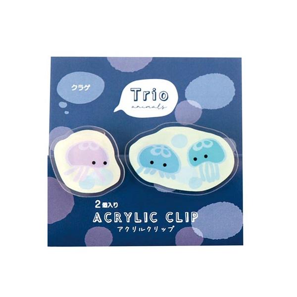柄：クラゲサイズ（約）：［小］縦30×横30mm　［大］縦30×横50mm素材：アクリル入数：2個