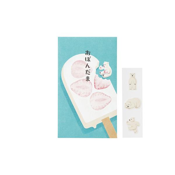 柄：シロクマ　アイス本体サイズ（約）：幅65×高110mm入数：3枚素材：紙付属品：シロクマの封緘シール3種