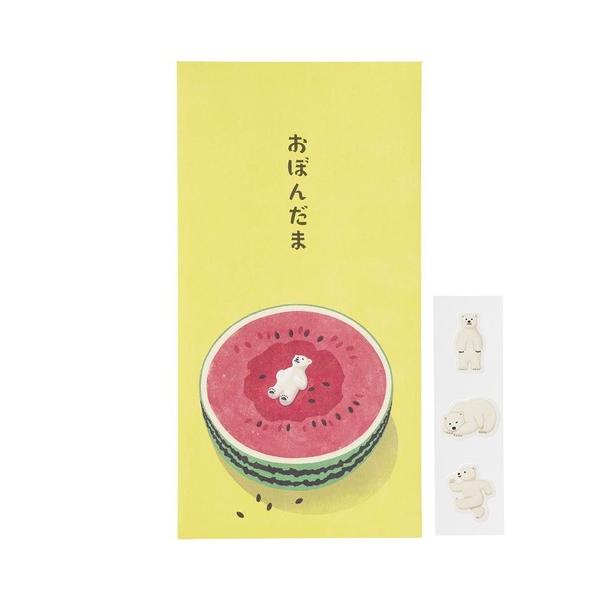柄：シロクマ　スイカ本体サイズ（約）：縦168mm×横87mm入数：2枚素材：紙付属品：シロクマの封緘シール3種×1片