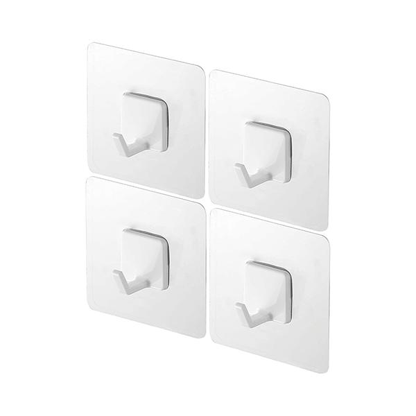 カラー：ホワイト本体サイズ（約）：幅7×奥2.5×高7cm（1個あたり）耐荷重（約）：3kg素材：［フック部］ポリカーボネート　［フィルム］PET　［接着面］ポリウレタン耐熱温度（約）：60度耐冷温度（約）：−10度入数：4個