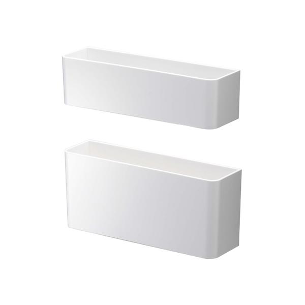 カラー：ホワイト本体サイズ（約）：[上ホルダー]幅18.8×奥5×高5cm　[下ホルダー]幅18.8×奥5×高8cmパッケージサイズ（約）：13.3×奥5.2×高18.9cm  材質：ABS樹脂付属品：マグネット2枚収納可能本数：4本