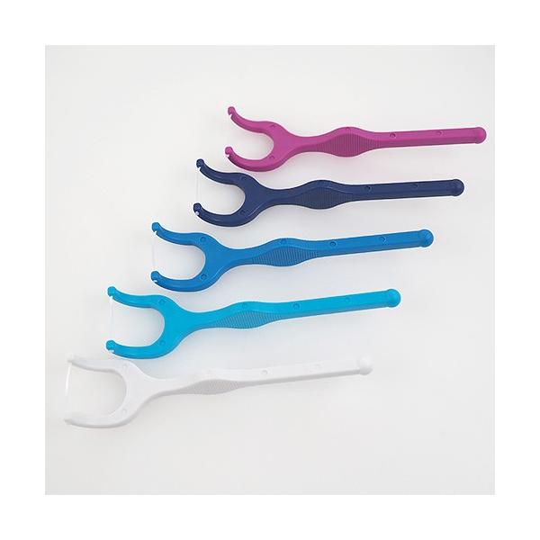 カラー：白、水色、青、紺、紫　各8本パッケージサイズ（約）：幅12×奥8×高13cm入数：40本入素材：［柄］ポリエチレン、［フロス］高強度ポリエチレン（テクミロン）