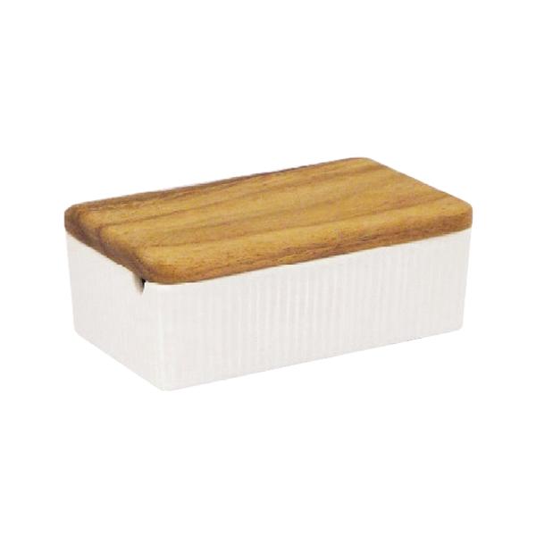 カラー：白本体サイズ（約）：幅155×奥95×高55mm  素材：[本体]白磁　[蓋]天然木   原産国：日本