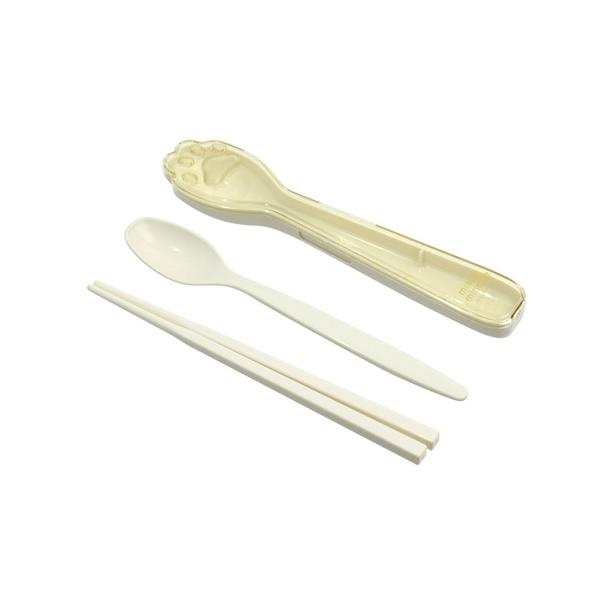 カラー：ホワイト本体サイズ（約）：［ケース］幅18.9×奥3.9×高2.4cm　［箸／スプーン］長18cm食洗機対応：可素材：AS樹脂、ABS樹脂　：※箸先にすべりどめ加工
