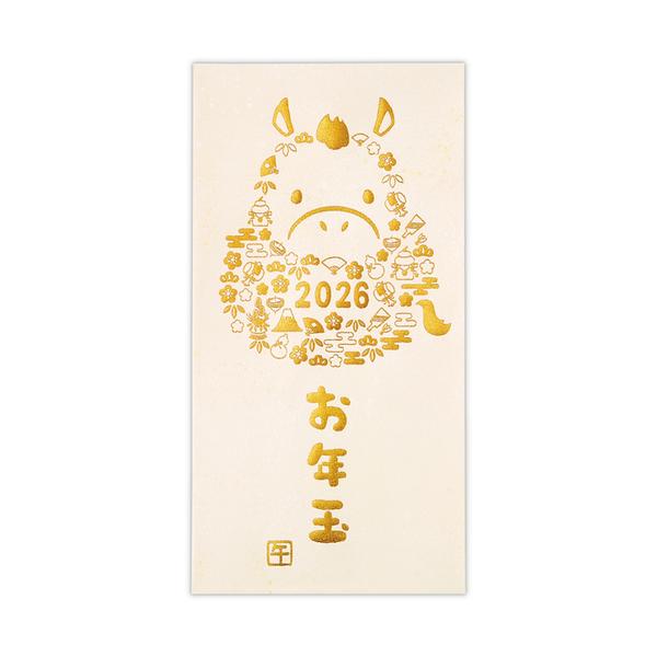 柄：小物模様うま本体サイズ（約）：縦180×横92mm入数：1柄2枚素材：箔加工付属品：金封シール