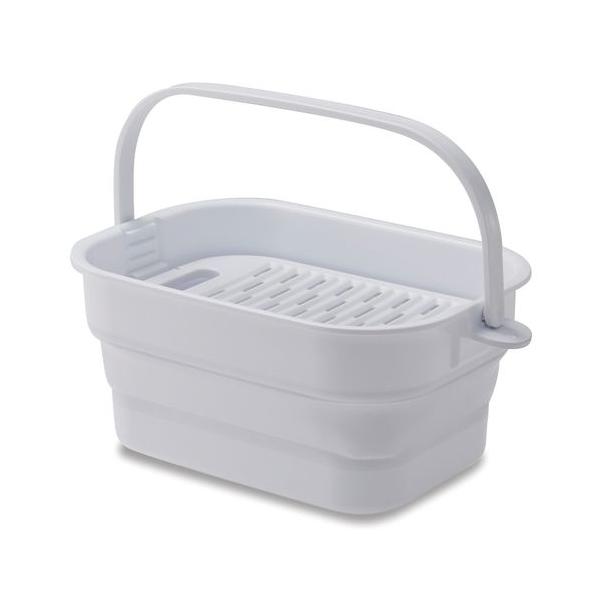 カラー：ホワイトサイズ（約）：［使用時］幅36.6×奥24.6×高16cm　：［折り畳み時］幅36.6×奥24.6×高6.7cm容量（約）：7L素材：［本体］熱可塑性エラストマー　［枠/底/ハンドル/フタ/洗濯板］ポリプロピレン