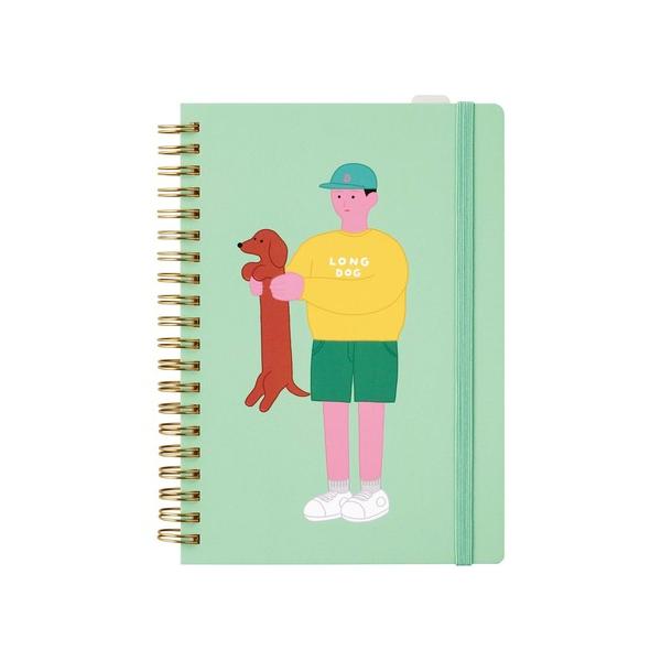 柄：ワンコ/John　Danon本体サイズ（約）：縦180×横135×厚17mm（リング含む）重量（約）：187g枚数：128ページ（ドット方眼3.15mm）素材：紙付属品：下敷き