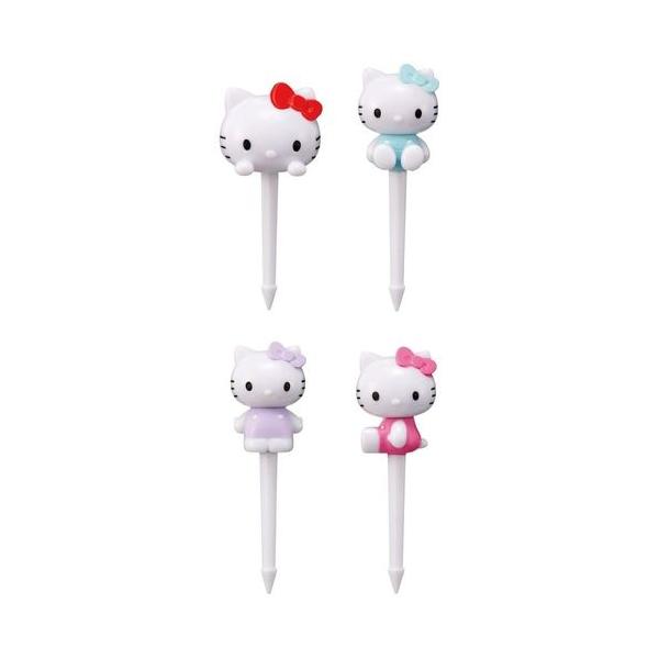 柄：ハローキティ本体サイズ（約）：15×15×45mm入数：4種類×各1本耐熱温度（約）：80度電子レンジ対応：不可食洗機対応：不可素材：ABS樹脂
