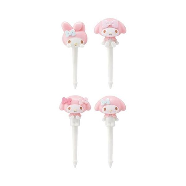 柄：マイメロディ本体サイズ（約）：15×15×45mm入数：4種類×各1本耐熱温度（約）：80度電子レンジ対応：不可食洗機対応：不可素材：ABS樹脂