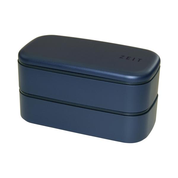 カラー：ネイビー本体サイズ（約）：幅185×奥95×高100mm容量（約）：［上段］500mL　［下段］500mL素材：PET電子レンジ対応：可（中フタは不可）食洗機対応：可耐熱温度（約）：140度耐冷温度（約）：−20度