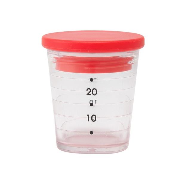 カラー：レッド本体サイズ（約）：径4.6×高5cm素材：［本体］AS樹脂　［フタ］ポリプロピレン　［パッキン］シリコーンゴム容量：25ml耐熱温度（約）：［本体］80度　［フタ］120度耐冷温度（約）：0度電子レンジ使用：不可原産国：中国