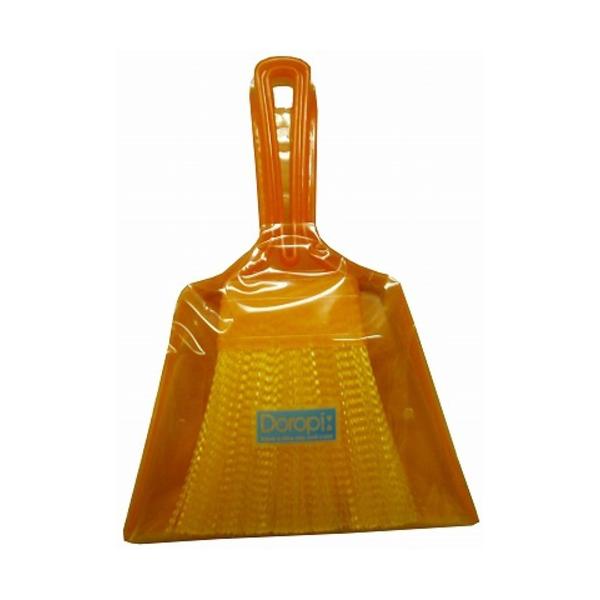 カラー：オレンジ本体サイズ（約）：幅17×奥3×高22cm重量・容量（約）：85g素材・原材料：[柄、毛先、チリトリ]ポリプロピレン原産国：日本