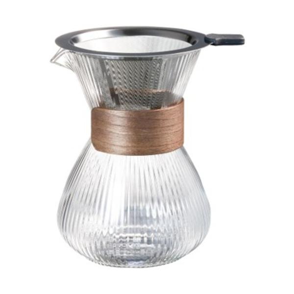 カラー：ブラウン本体サイズ（約）：幅120×奥105×高150mm容量（約）：400mL素材：［本体］耐熱ガラス　［フィルター］18-8ステンレス鋼　［ハンドル］天然木