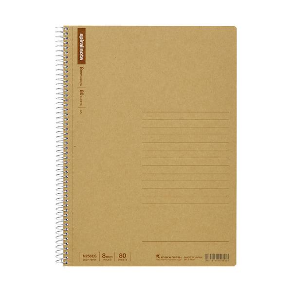 本体サイズ（約）：縦252×横189×厚8mm重量（約）：300g入数：80枚罫内容：8mm横罫素材：［表紙］クラフトボール紙製本：スパイラル
