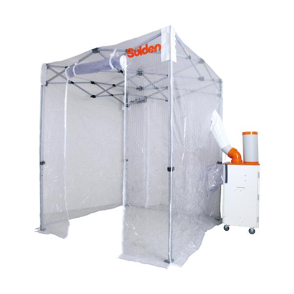 【COOL NAVI  カタログ掲載品】《特長》●テントとスポットエアコンで涼しく快適な空間を作ります。●入口が前後に2か所あり、使い勝手に優れます。●外気ではなく冷やした空気を取り込むので、素早くテント内を冷却します。●工具不要で、連結さ...