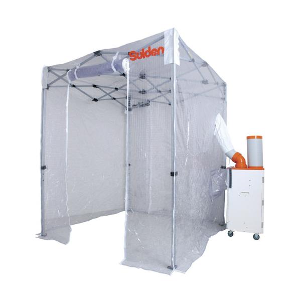 【COOL NAVI  カタログ掲載品】《特長》●テントとスポットエアコンで涼しく快適な空間を作ります。●入口が前後に2か所あり、使い勝手に優れます。●外気ではなく冷やした空気を取り込むので、素早くテント内を冷却します。●工具不要で、連結さ...